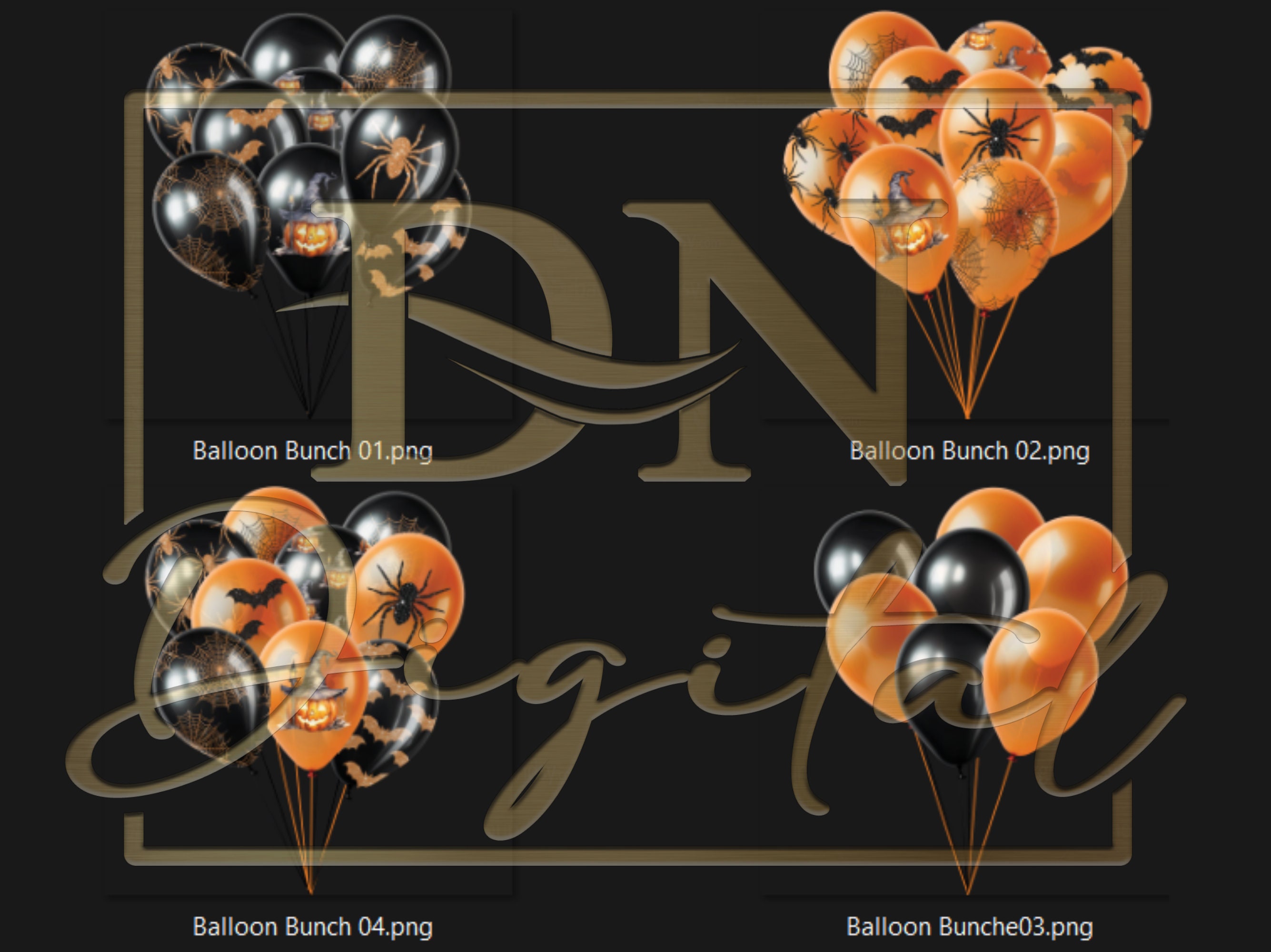 40 Translucent Halloween Balloons Clipart Collection for - Etsy