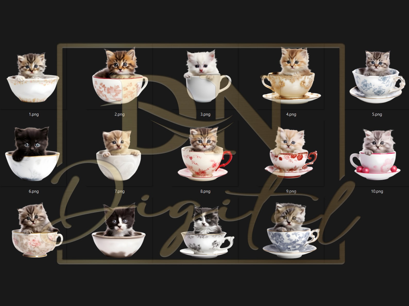 14 Kitten in a Cup Clipart Collection With Free Commercial License Cute ...