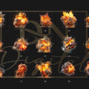 30 Explosion Overlays/clipart Collection Vibrant Explosions for Intense ...