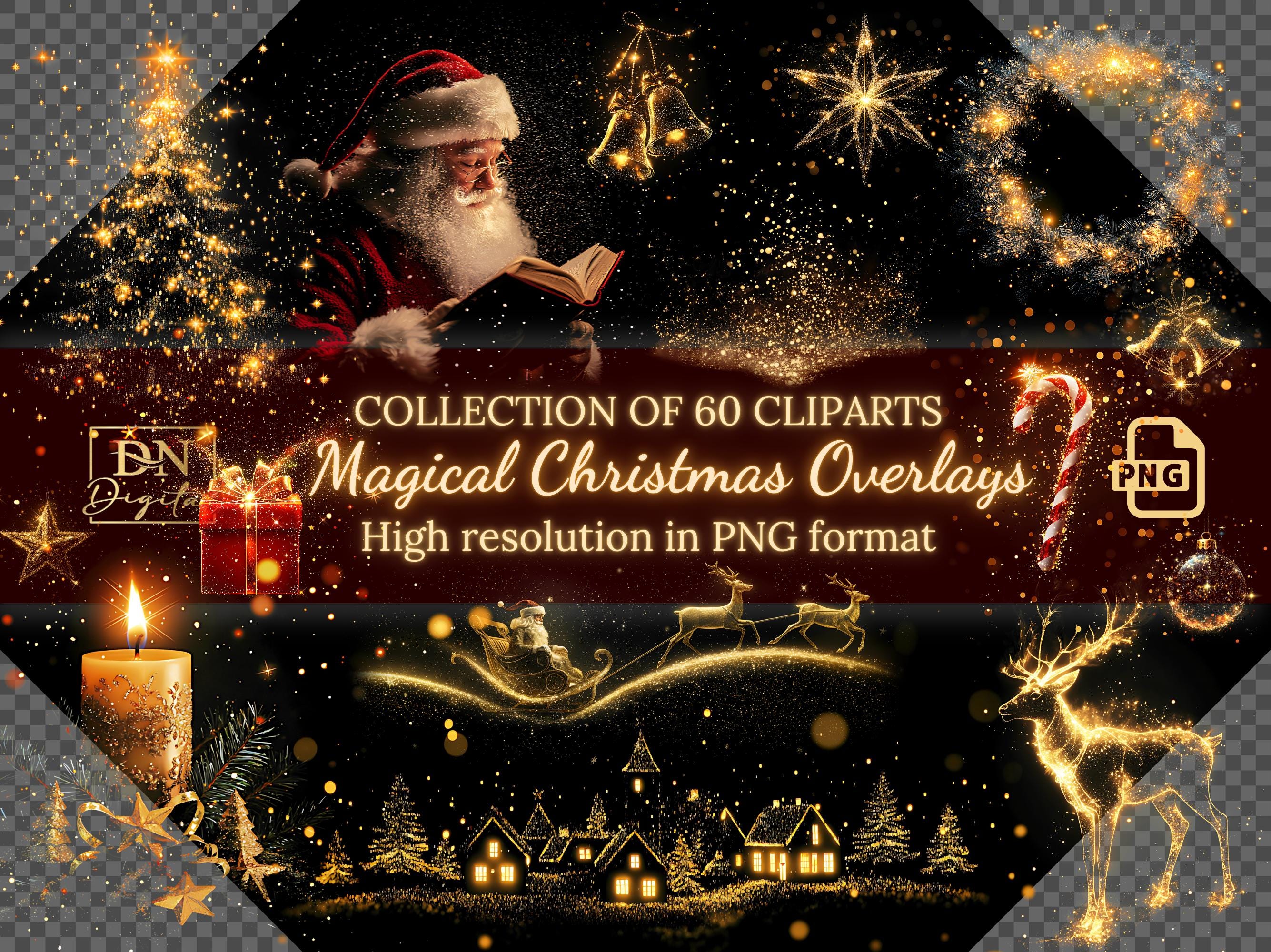 60 Magical Christmas Overlays Sparkling Light Clipart Christmas Gold ...