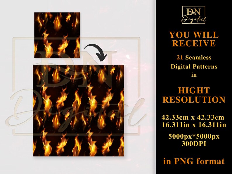 21 Fire Flames Seamless Pattern Collection • Vibrant Fire Flames for ...