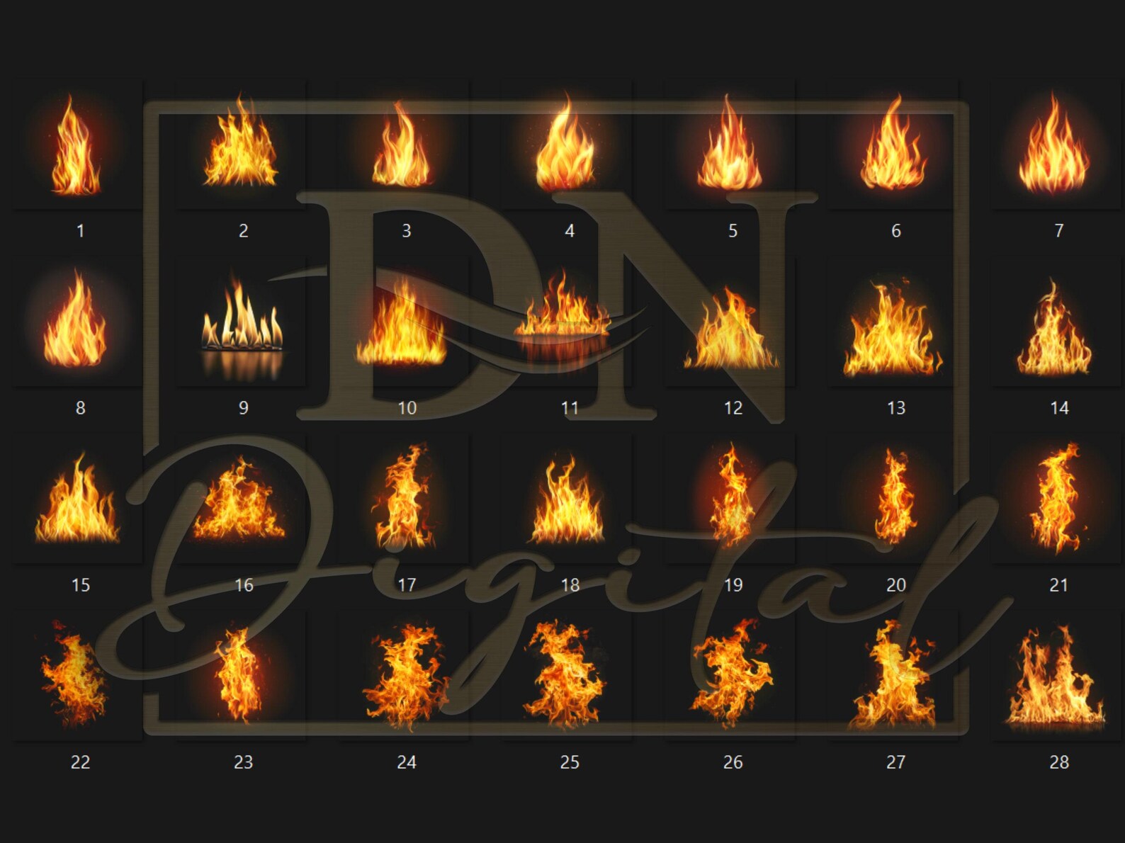 50 Fire Flames Overlays/clipart Collection • Vibrant Fire Flames for ...