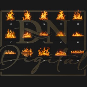 50 Fire Flames Overlays/clipart Collection Vibrant Fire Flames for ...