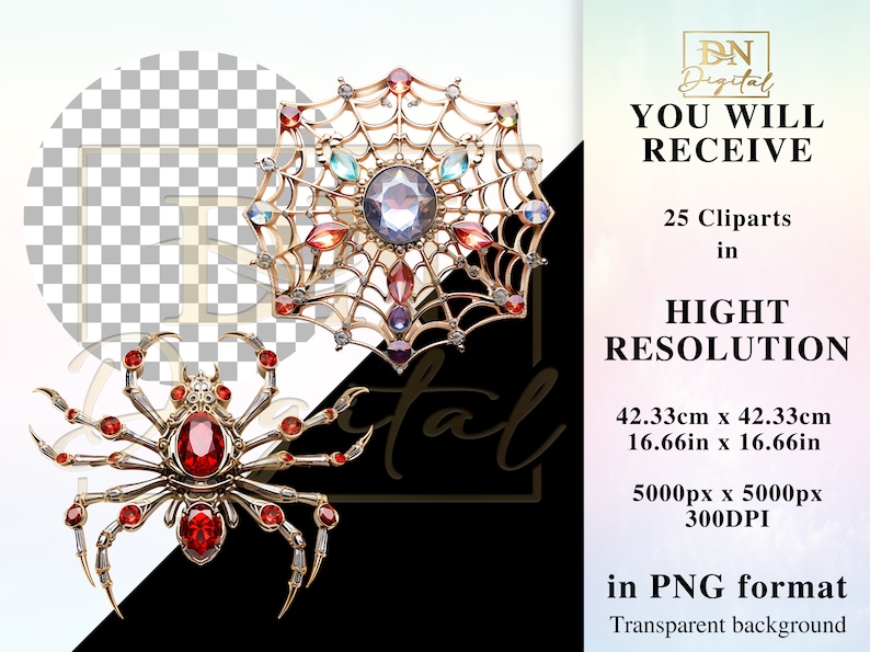 Crystal Spiders and Spiderwebs Clipart Collection • Captivating Web ...