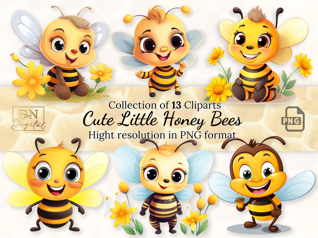 Cute Little Honey Bee Clipart Collection • Adorable Bee Graphics for ...