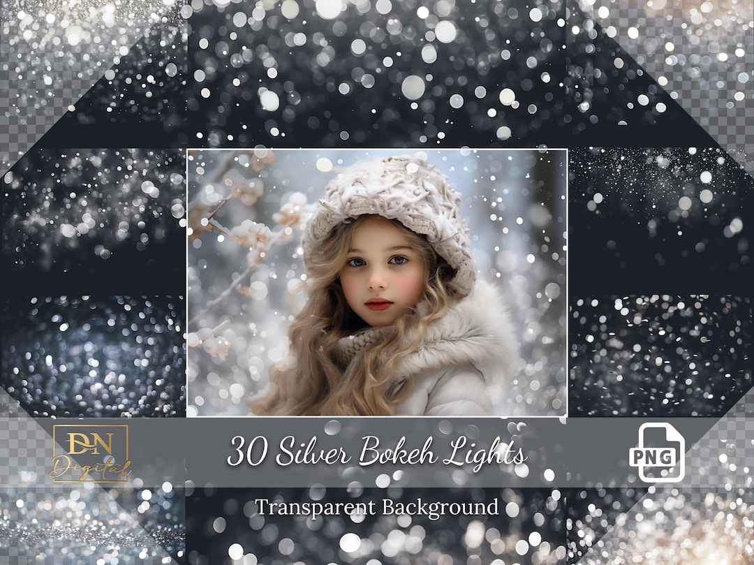 30 Silver Bokeh Lights Overlay/clipart Collection • Winter Canva ...