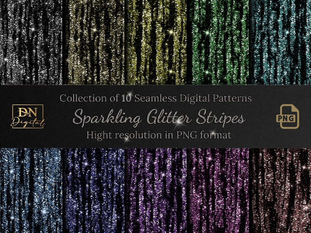 Sparkling Glitter Stripes Seamless Digital Patterns Collection ...