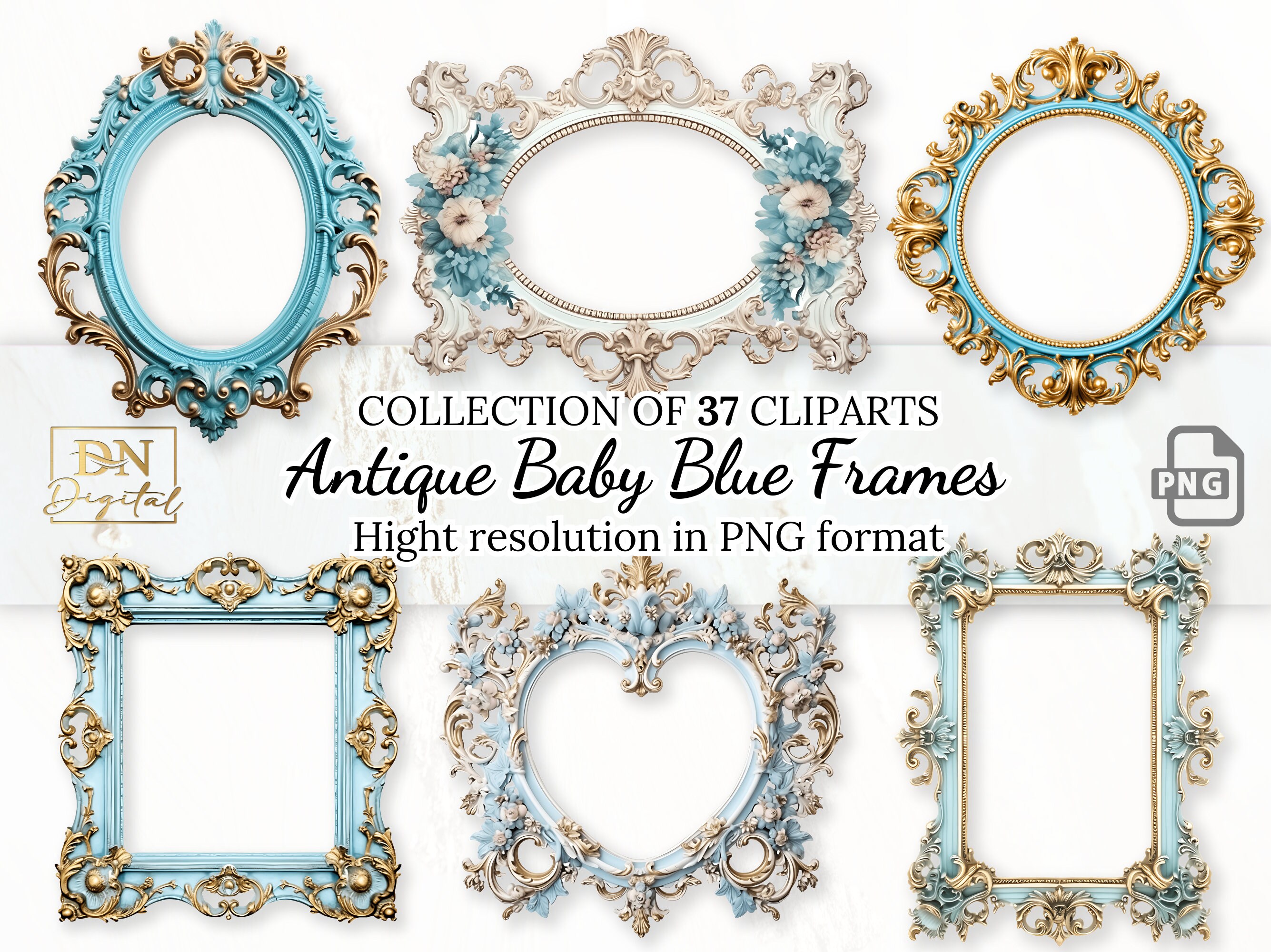 Antique Baby Blue Frames Clipart Collection With Free Commercial ...
