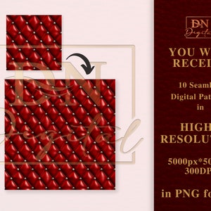 Luxury Red Leather Seamless Digital Patterns Collection • Red Leather ...