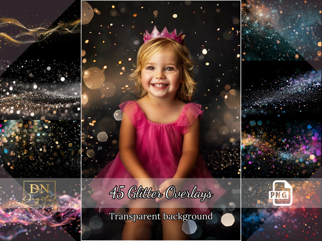 45 Glitter Photo Overlays/clipart Collection Photoshop Overlay Flying ...