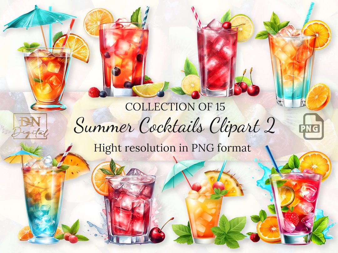 Summer Cocktails Clipart Collection 2 With Free Commercial License ...
