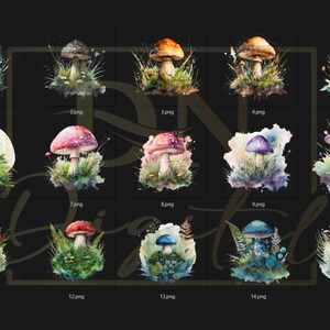 Watercolor Mystical Fairy Tale Mushroom Clipart Collection • PNG Images ...