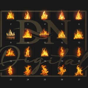 50 Fire Flames Overlays/clipart Collection Vibrant Fire Flames for ...