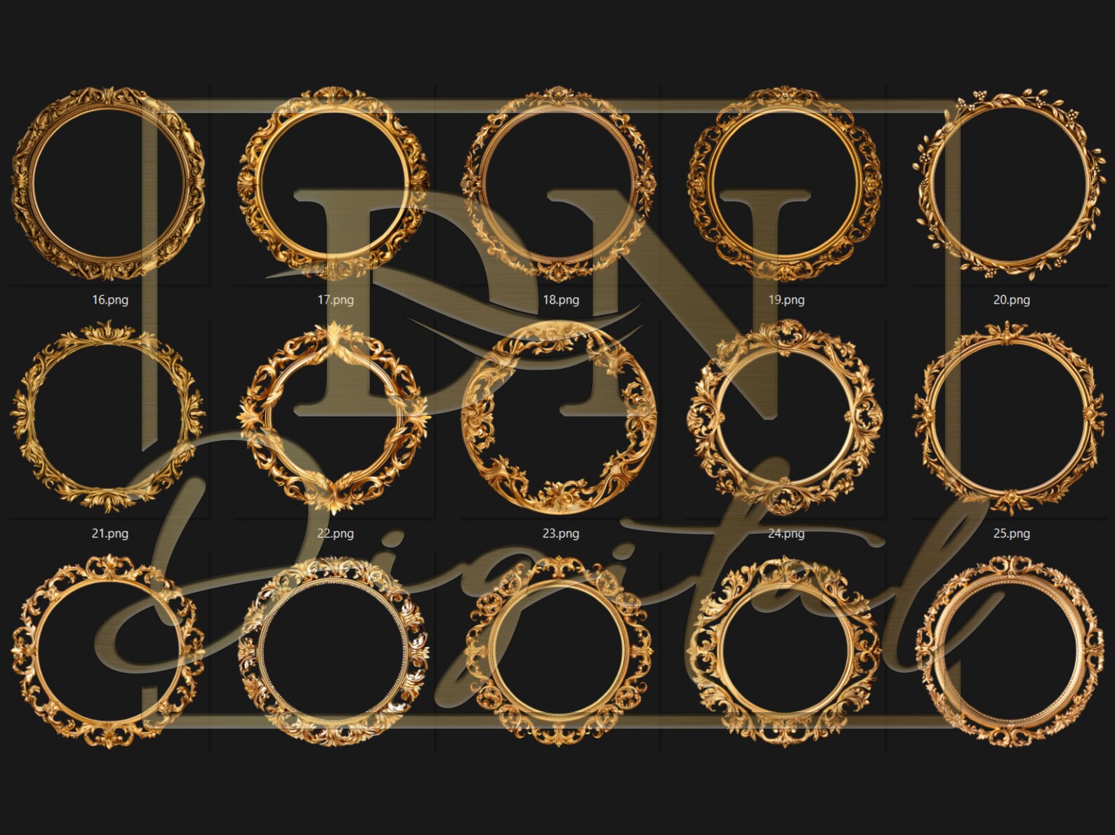 Antique Round Gold Frames Clipart Collection With Free Commercial ...