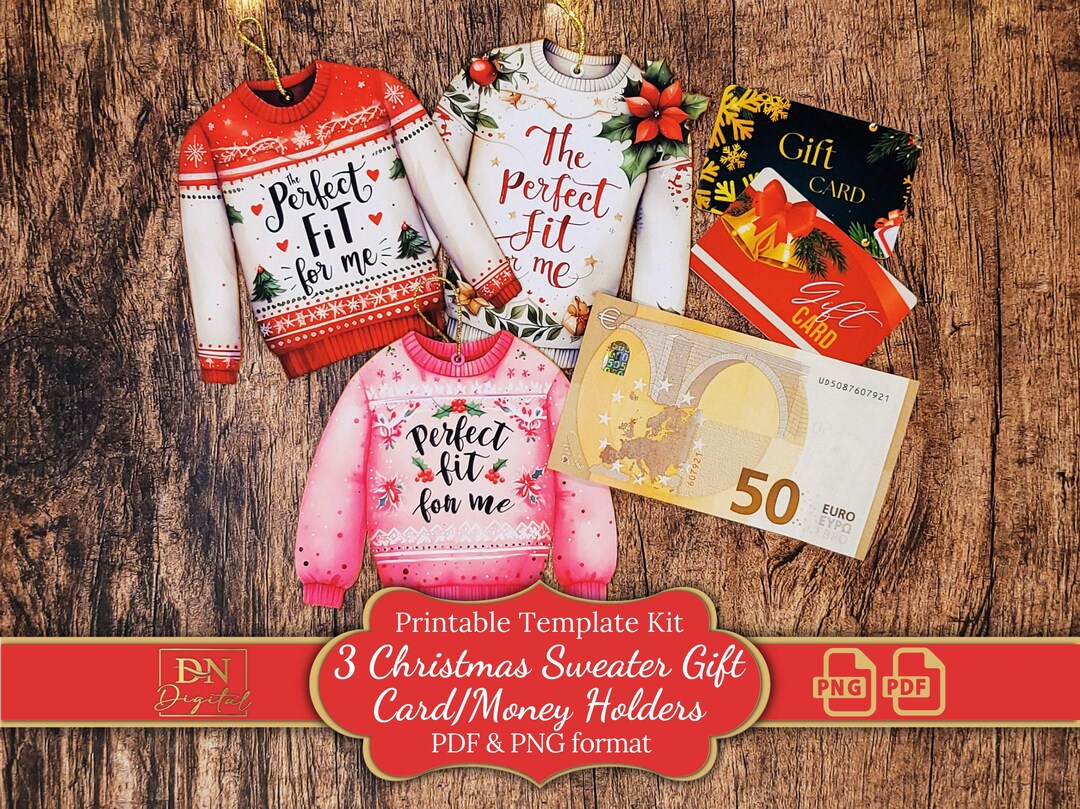 3 Christmas Sweater Gift Card Holder Templates • Handmade Christmas ...