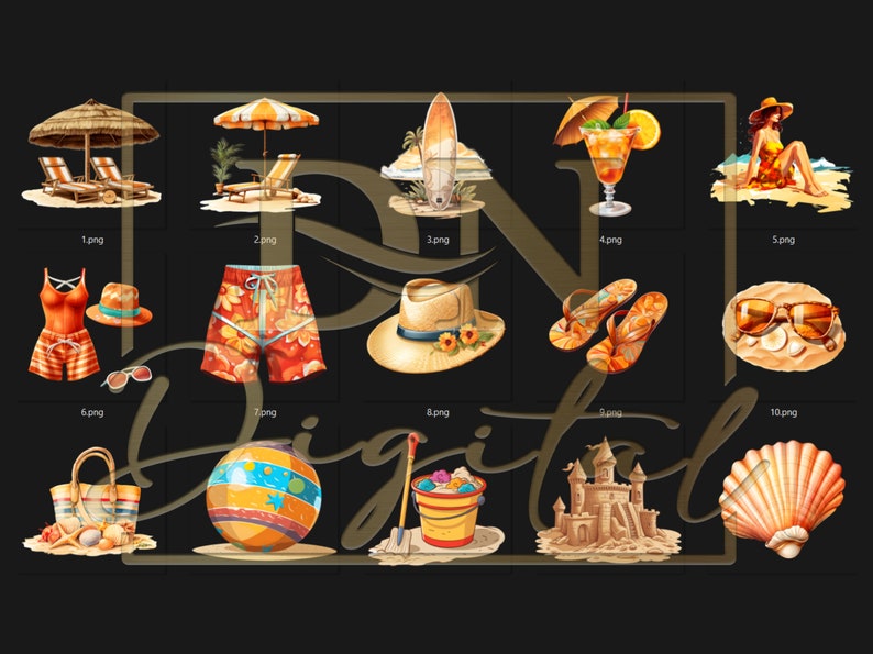 Beach Day Clipart Collection 2 With Free Commercial License • Beach Day ...