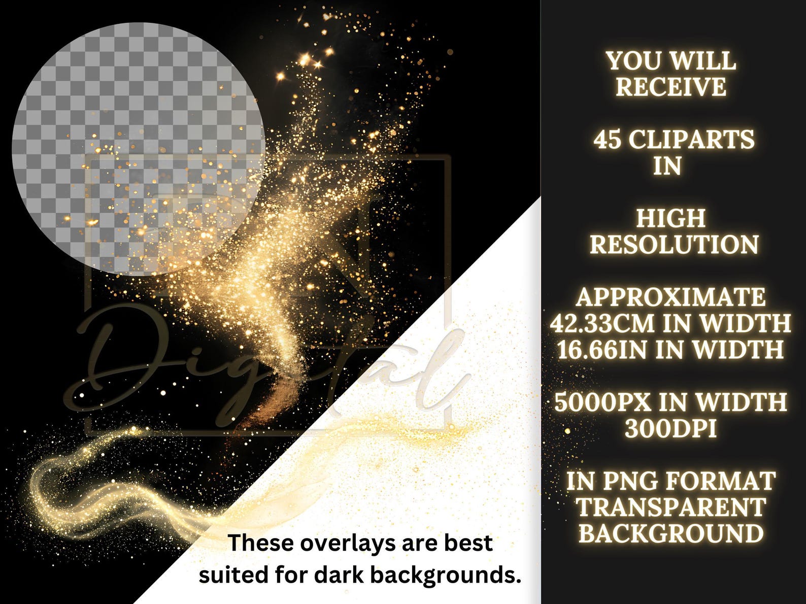 45 Magical Light Overlays Transparent Background Gold Light Clipart ...