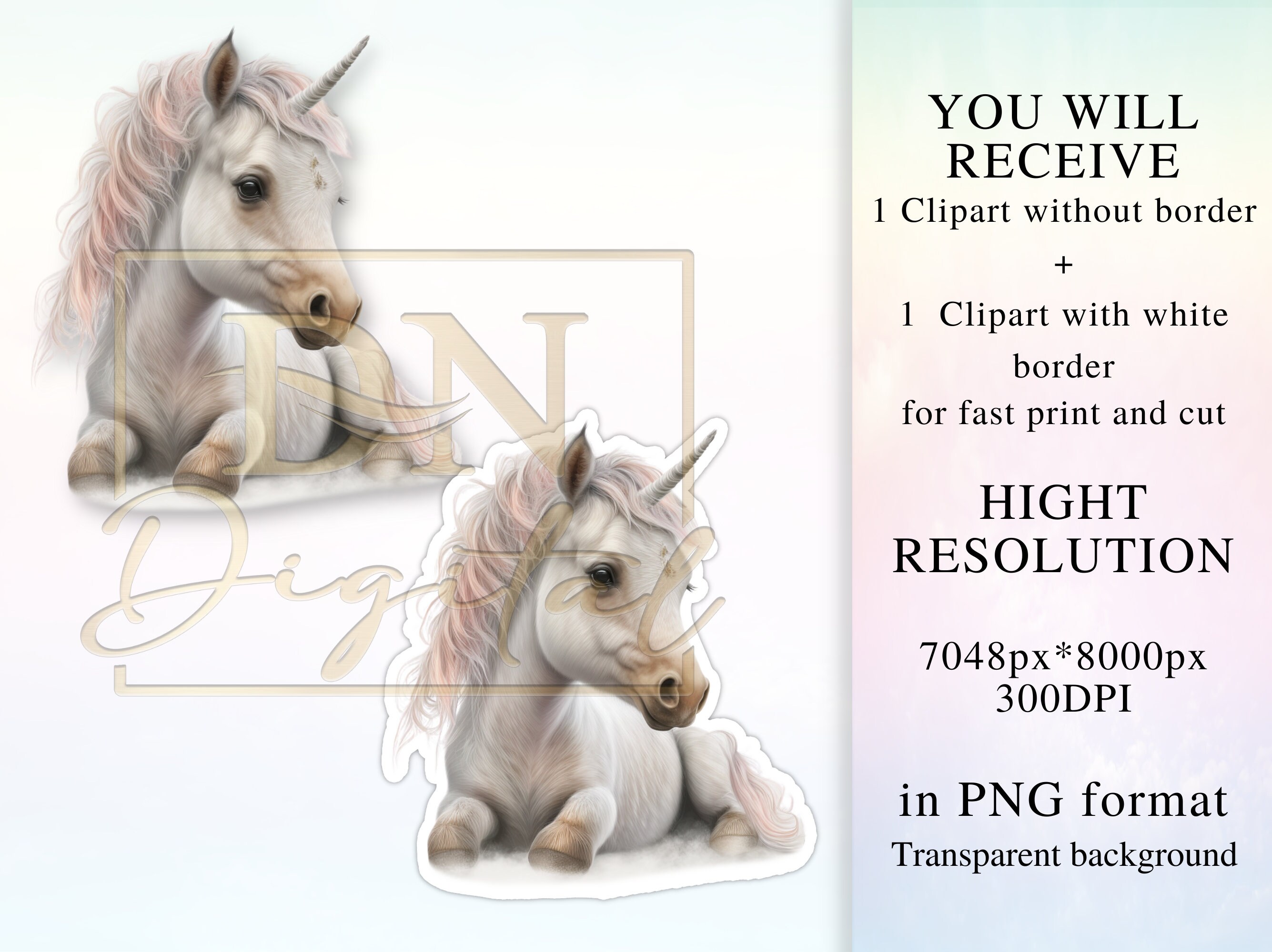 Cute Baby Unicorn Digital Sticker Cute Baby Unicorn Clipart - Etsy