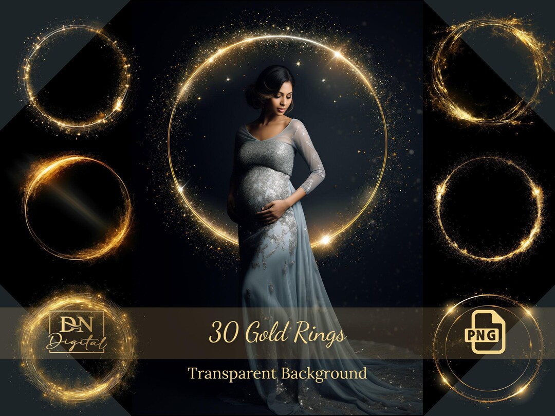30 Gold Ring Photo Overlays/clipart • Maternity Halo Photoshop Overlay ...