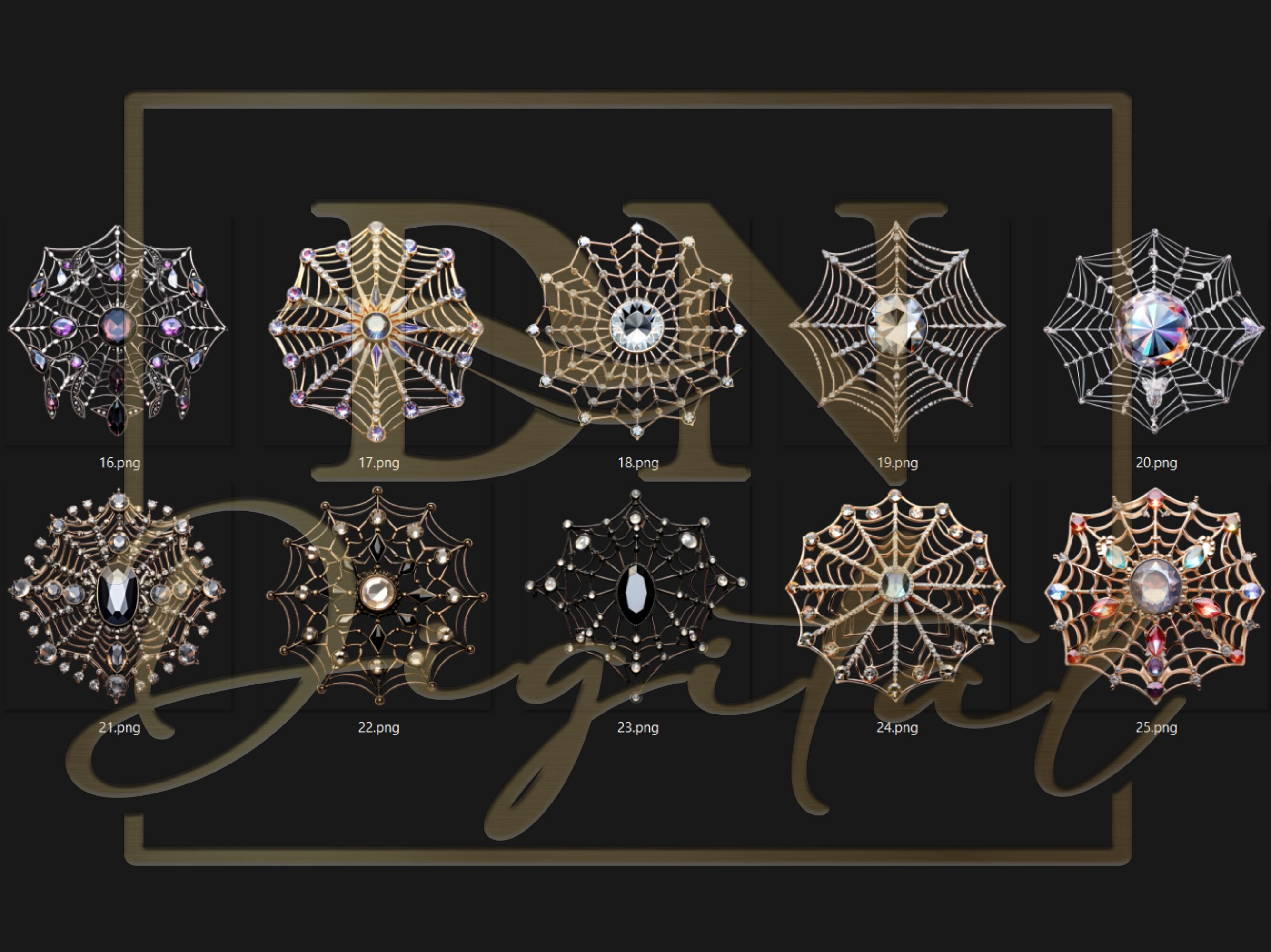 Crystal Spiders and Spiderwebs Clipart Collection - Etsy