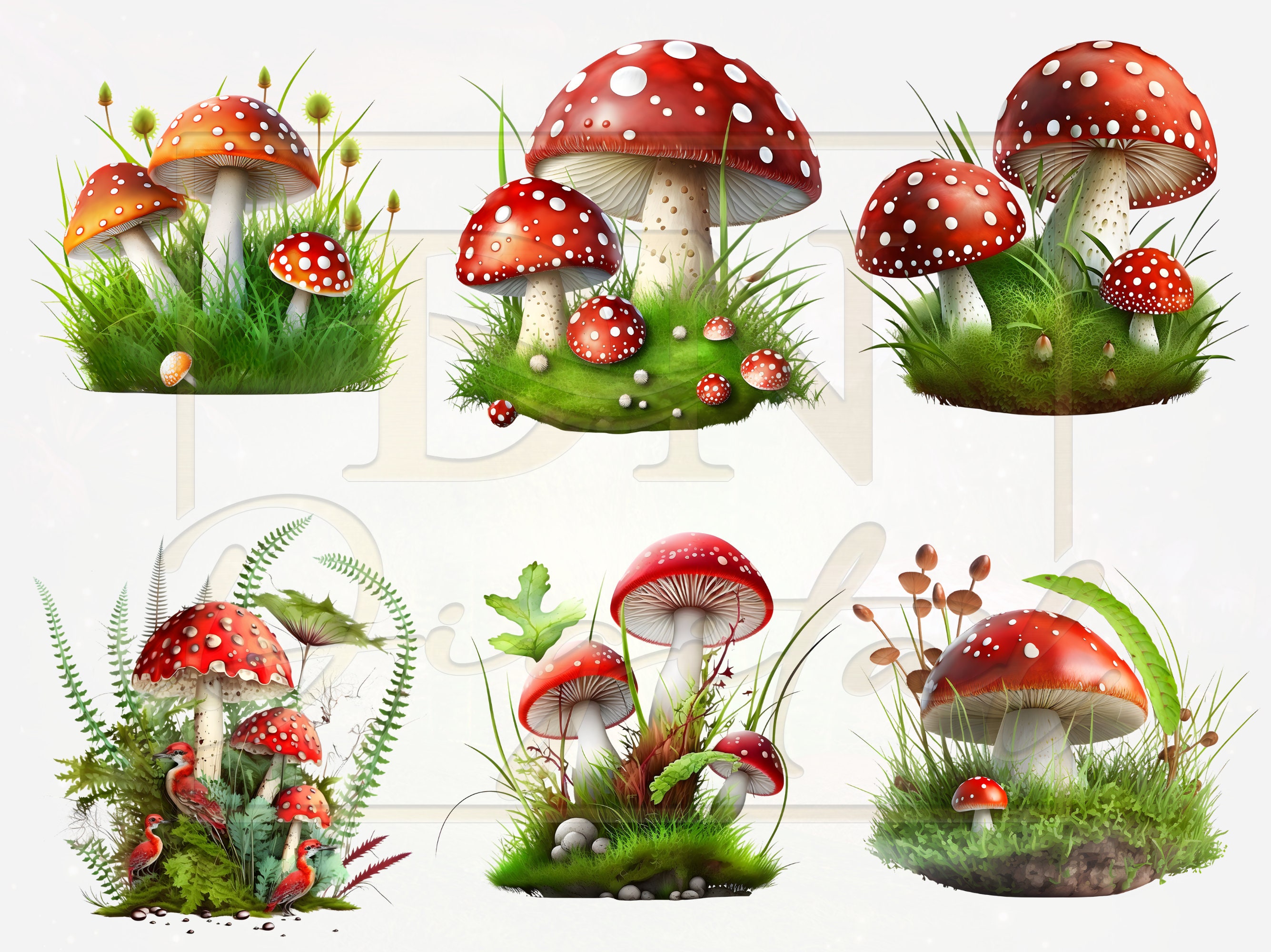 Red Mystical Fairy Tale Mushroom Clipart Collection • PNG Images With ...