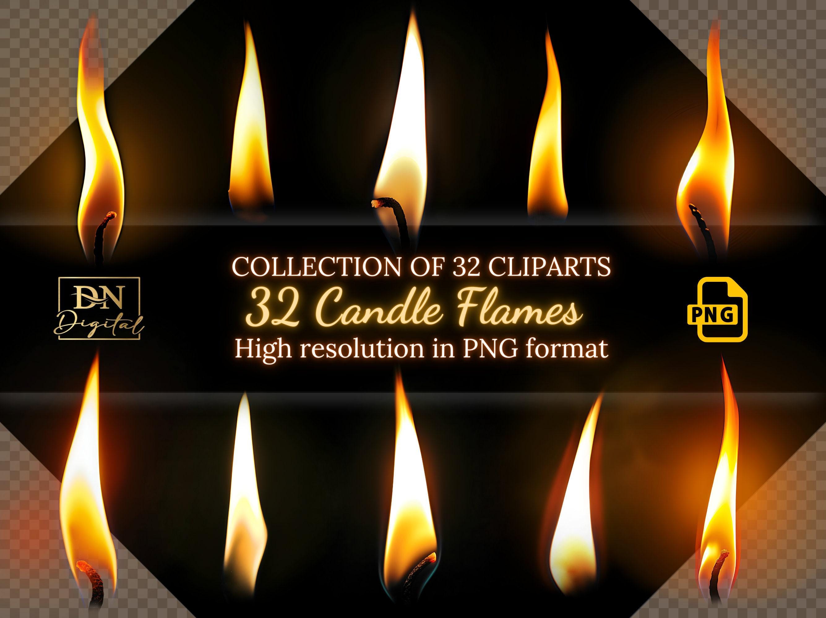 32 Candle Flames Overlays/clipart Collection • Vibrant Candle Flames ...