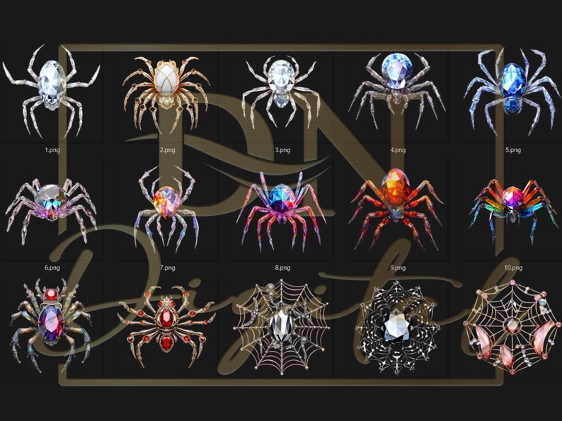 Crystal Spiders and Spiderwebs Clipart Collection • Captivating Web ...
