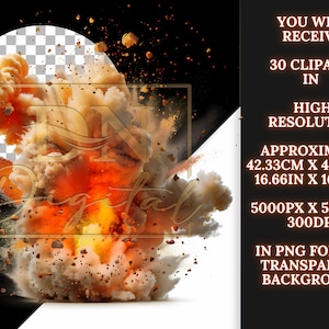 30 Explosion Overlays/clipart Collection Vibrant Explosions for Intense ...