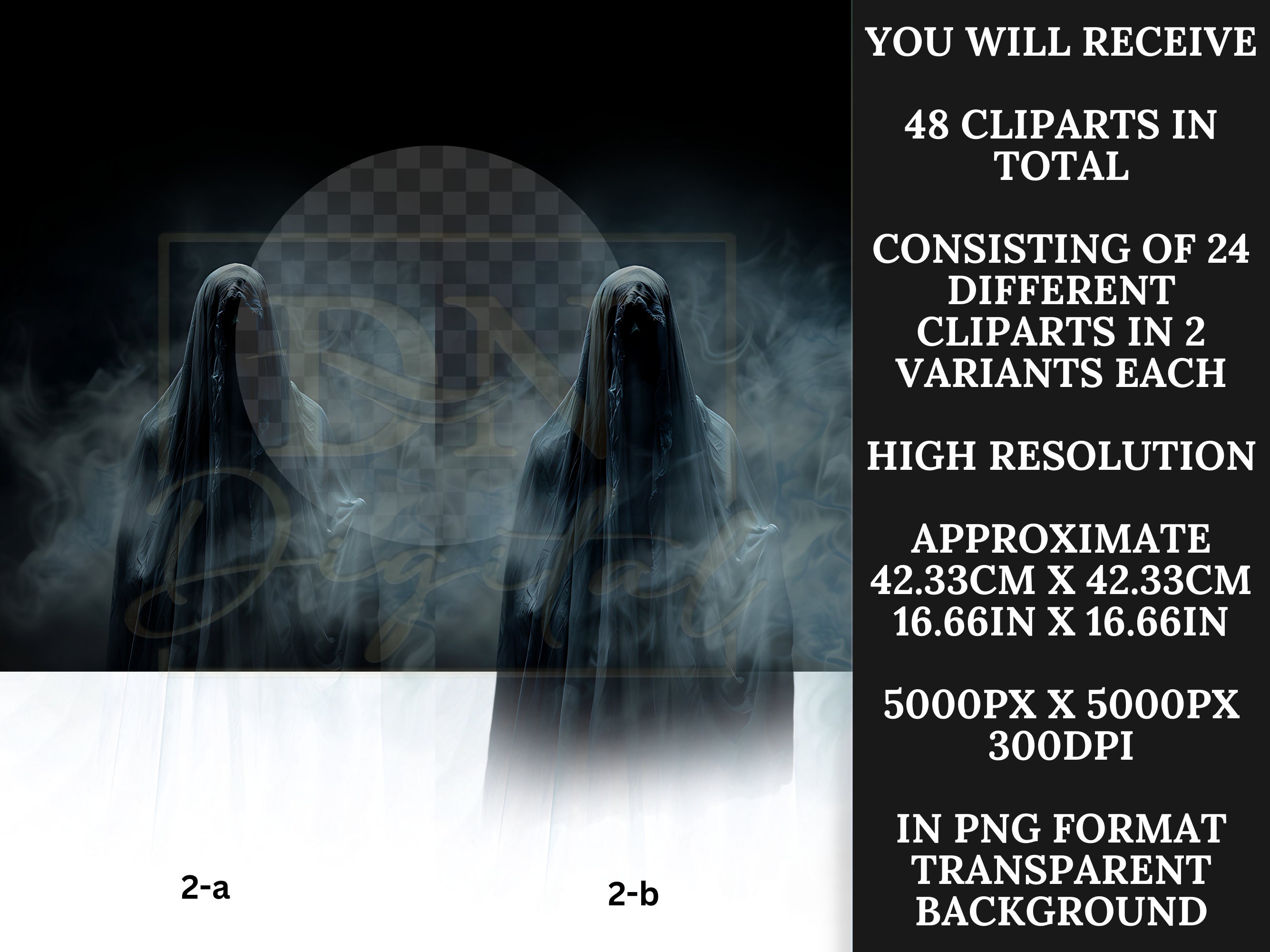 48 Paranormal Entities Overlays Clipart Collection • Spooky Graphics ...