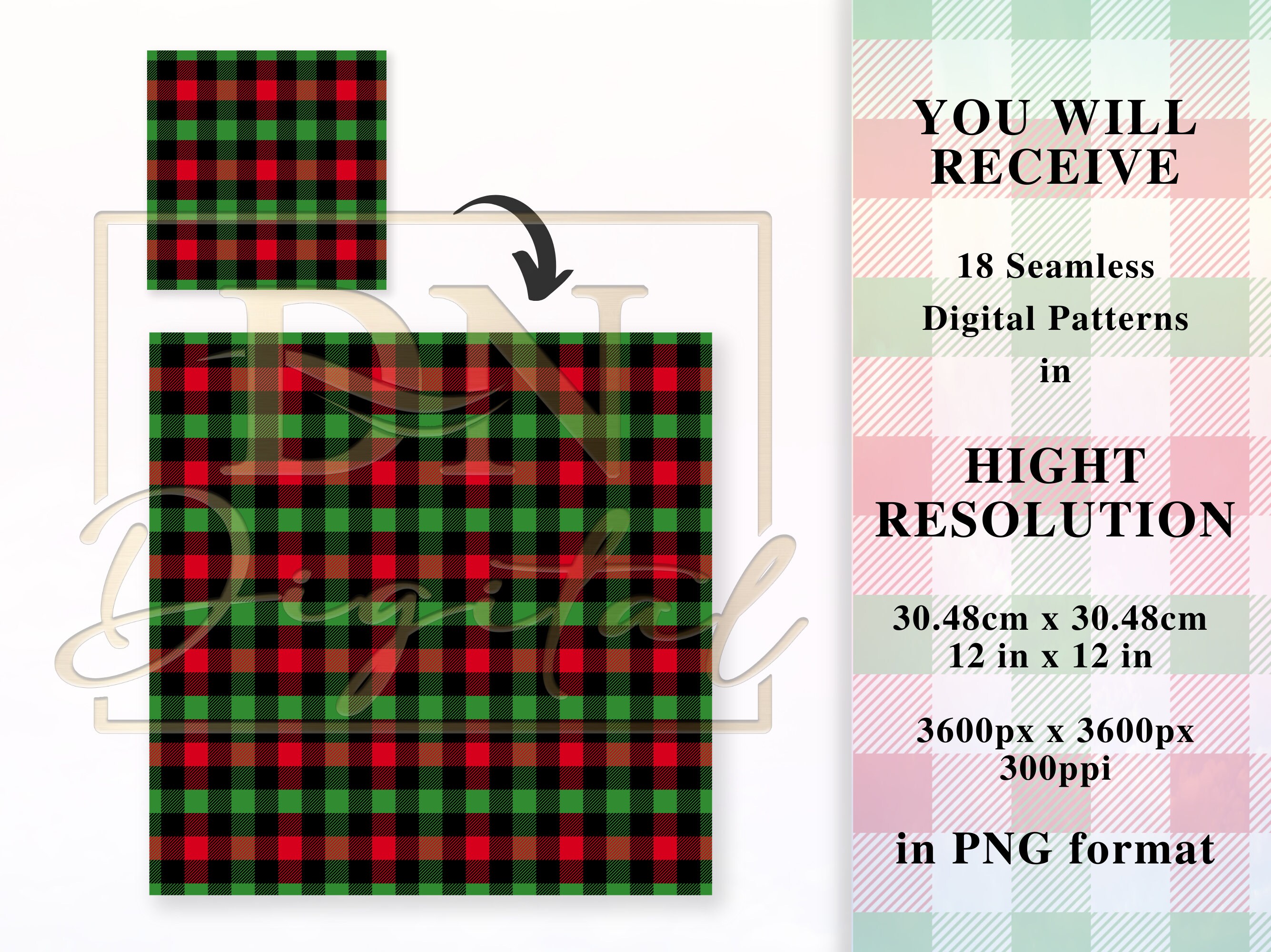 Christmas Buffalo Plaid Seamless Patterns Plaid Seamless - Etsy