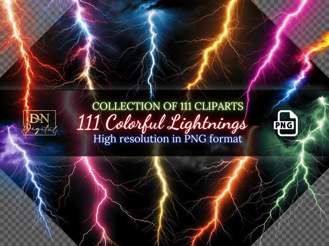 111 Colorful Lightning Overlays/clipart Collection • Electrifying ...
