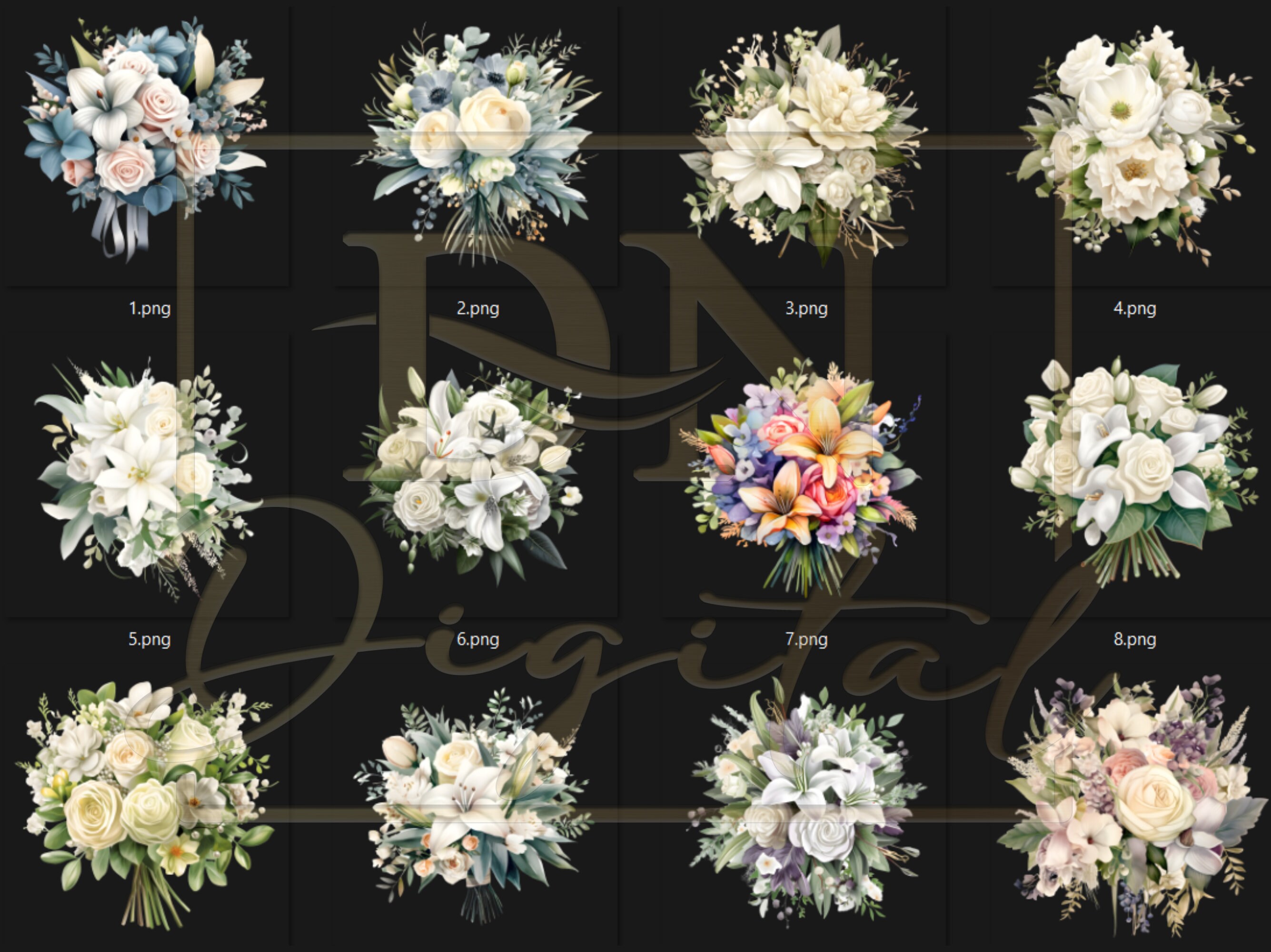 22 Wedding Bouquets Clipart Collection With Free Commercial - Etsy UK