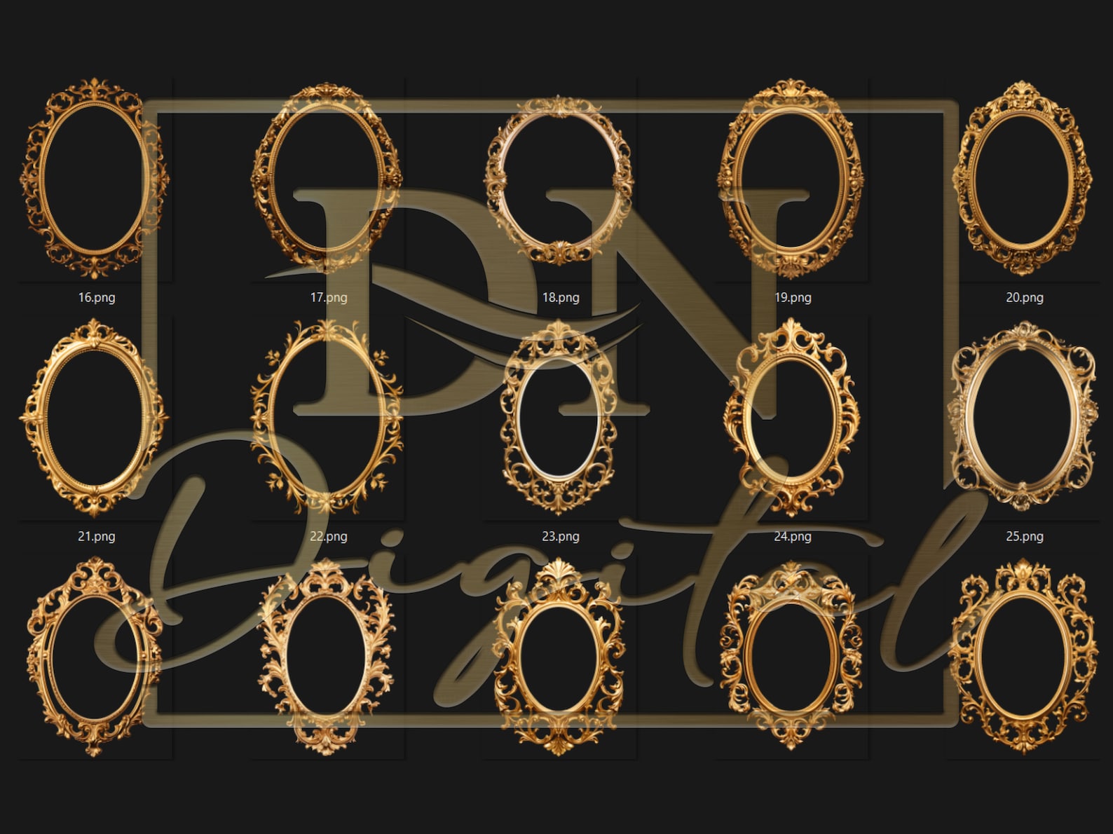 Antique Oval Gold Frames Clipart Collection With Free Commercial ...