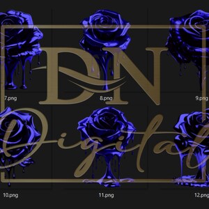 Dripping Royal Blue Roses Clipart Collection • Dripping Roses ...