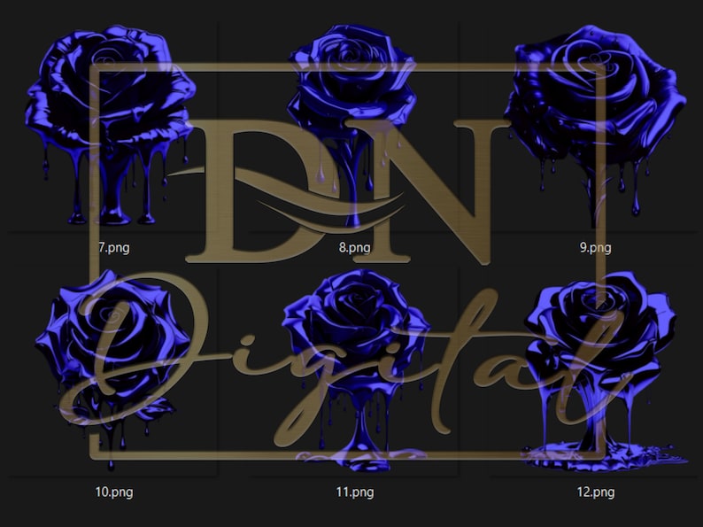 Dripping Royal Blue Roses Clipart Collection • Dripping Roses ...