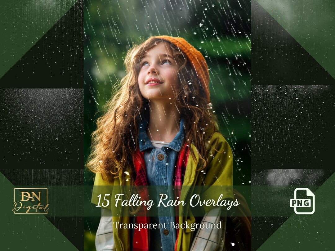 15 Falling Rain Photo Overlays/clipart raindrop Photoshop Overlay ...