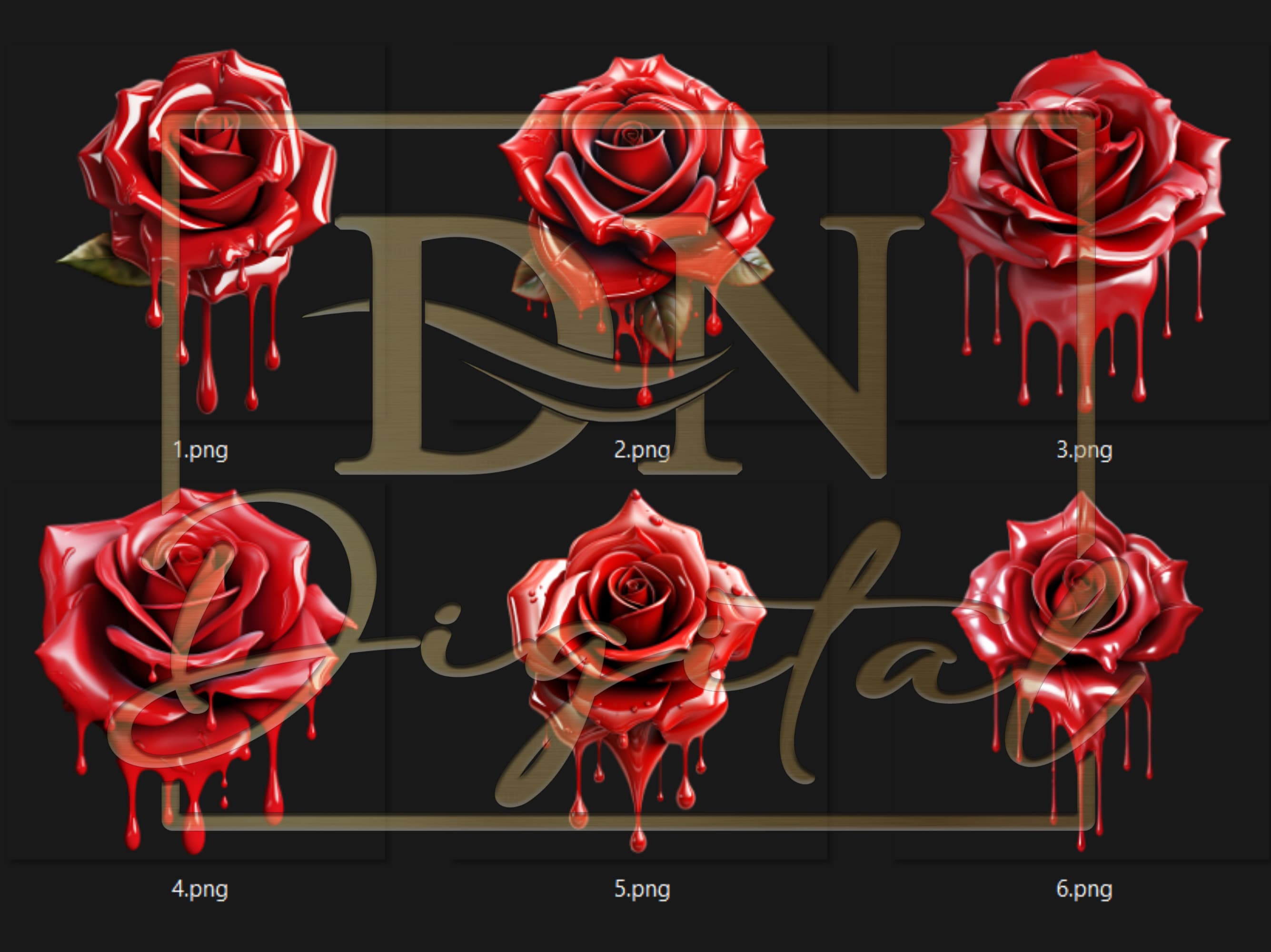 Dripping Red Roses Clipart Collection • Dripping Roses Illustrations ...