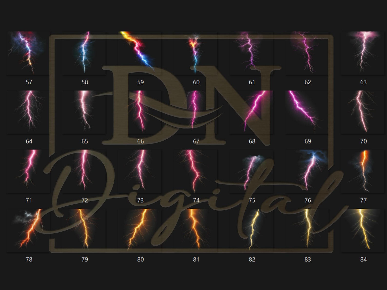 111 Colorful Lightning Overlays/clipart Collection • Electrifying ...