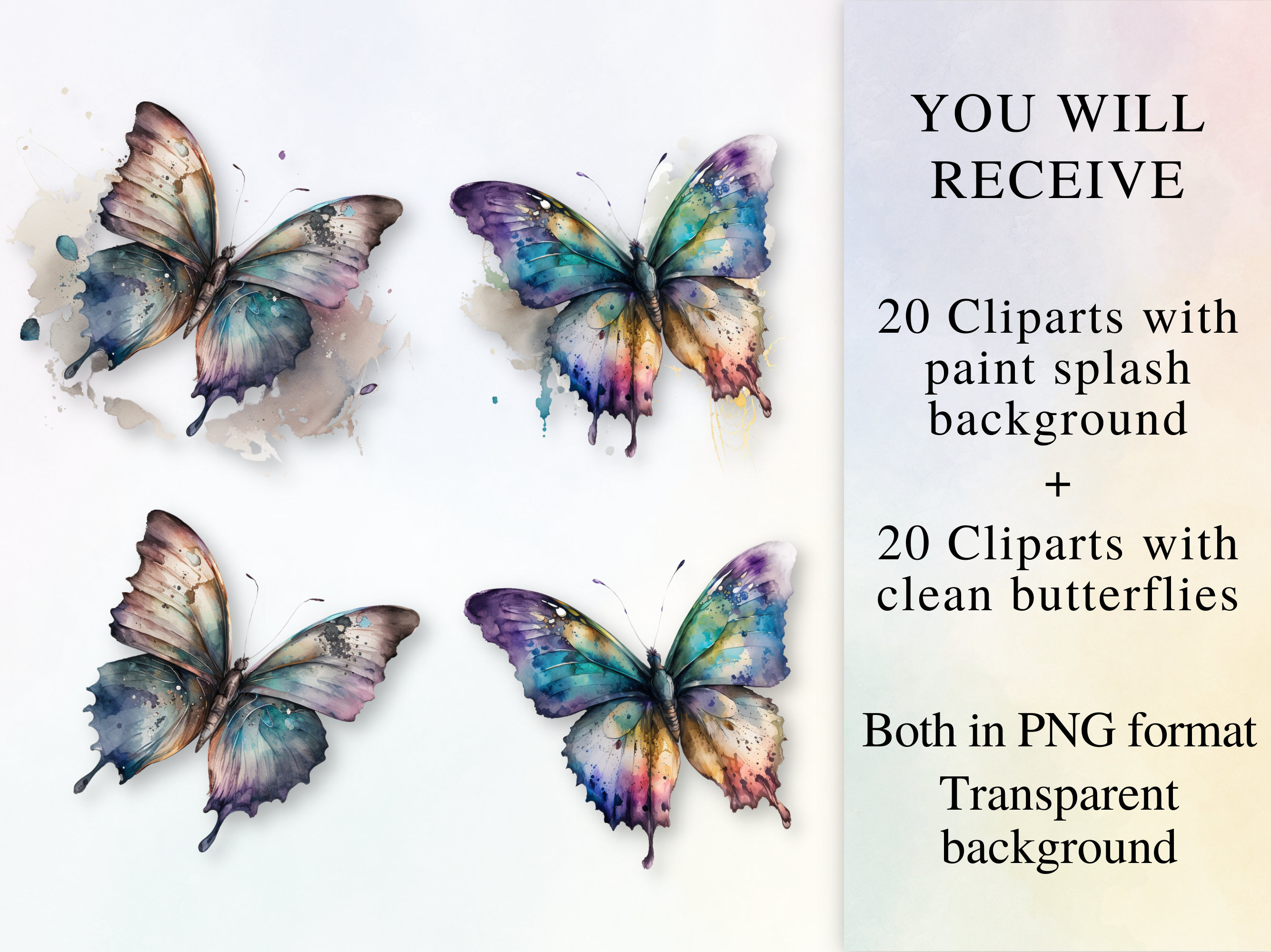 Watercolor Butterflies Digital Stickers Watercolor - Etsy