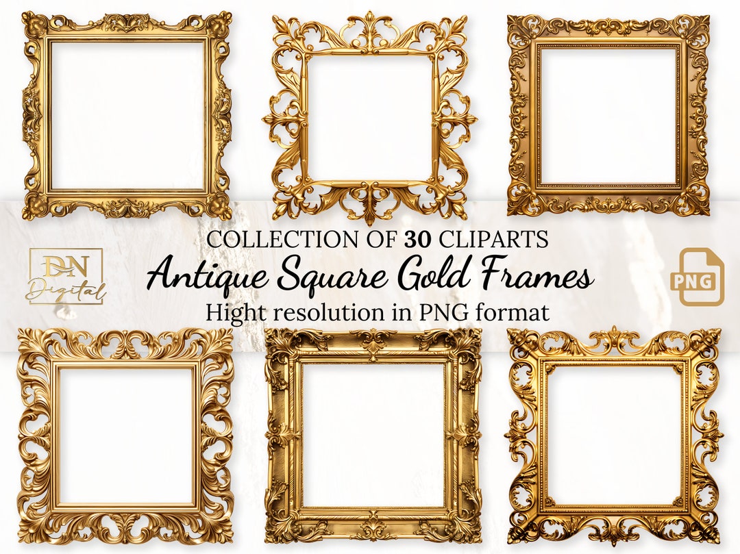 Antique Square Gold Frames Clipart Collection With Free Commercial ...