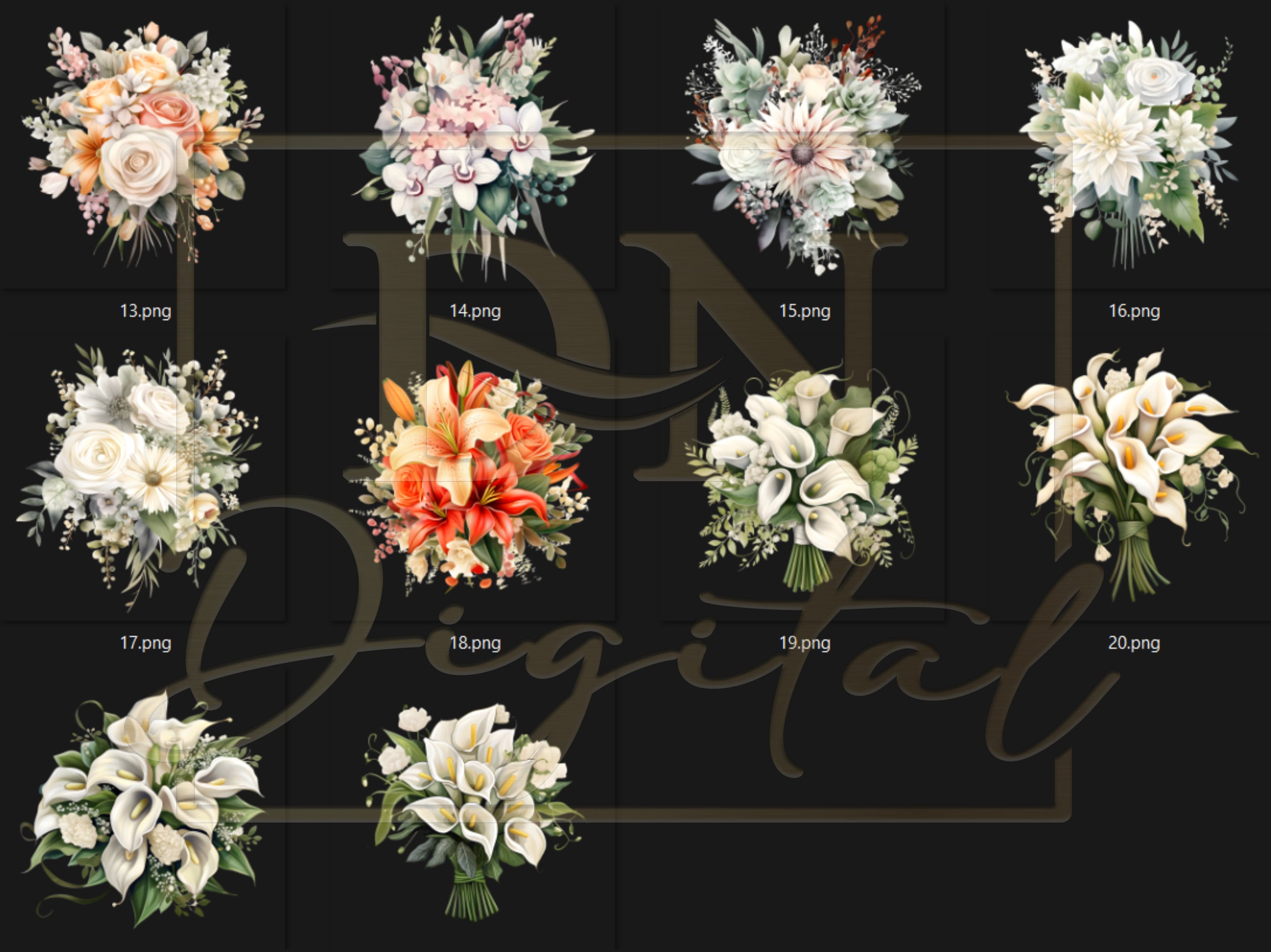 22 Wedding Bouquets Clipart Collection With Free Commercial - Etsy