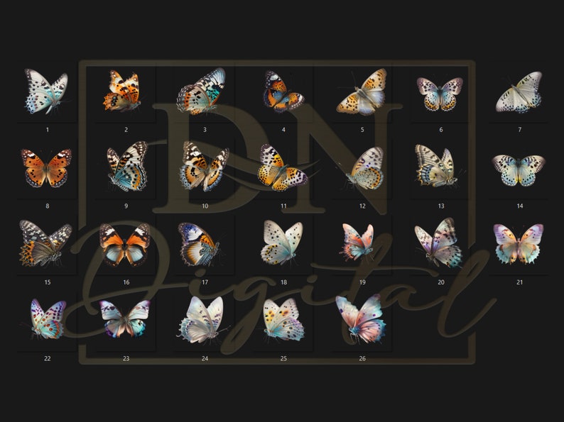 Butterflies Digital Stickers Watercolor Butterflies Clipart - Etsy