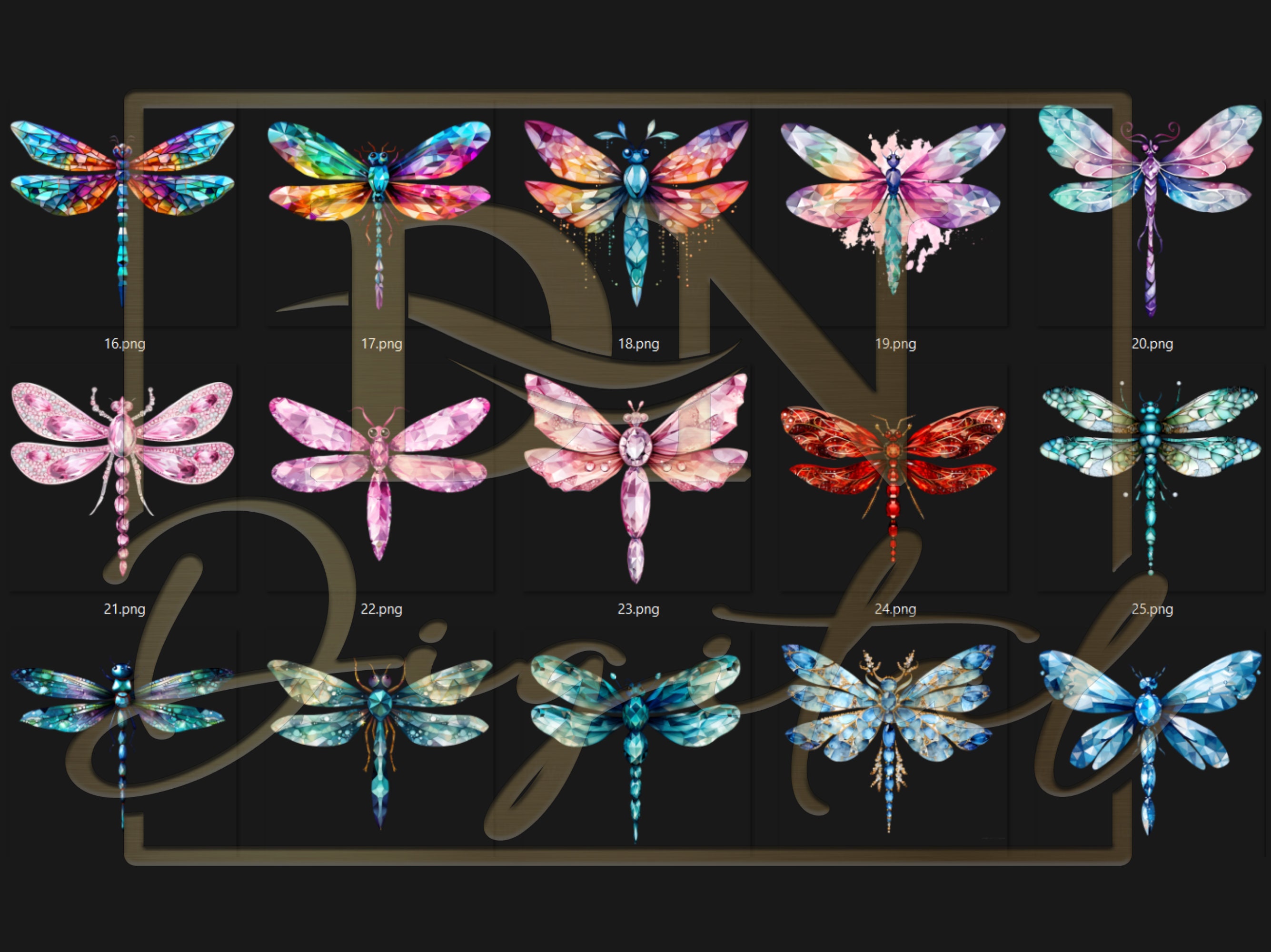 30 Watercolor Crystal Dragonflies Clipart Collection - Etsy
