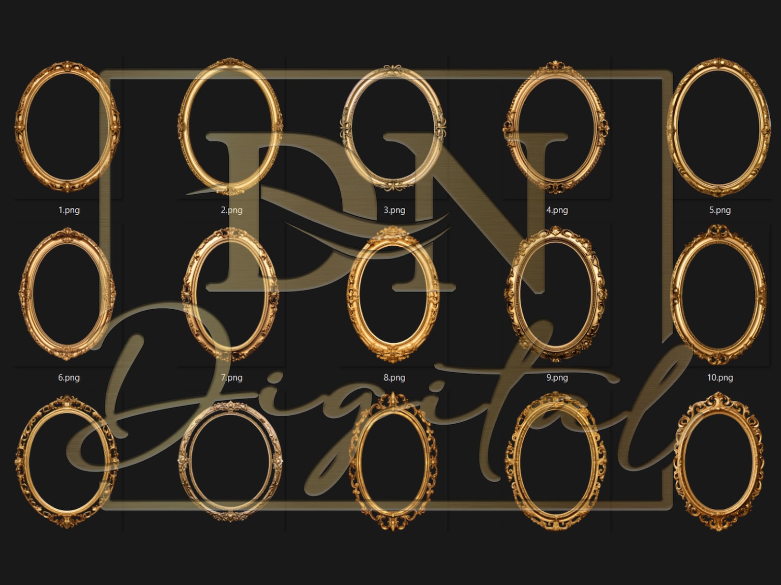 Antique Oval Gold Frames Clipart Collection With Free Commercial ...