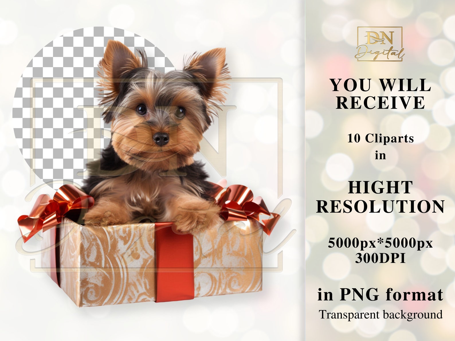 Cute Christmas Yorkie Clipart Collection Christmas Gift - Etsy