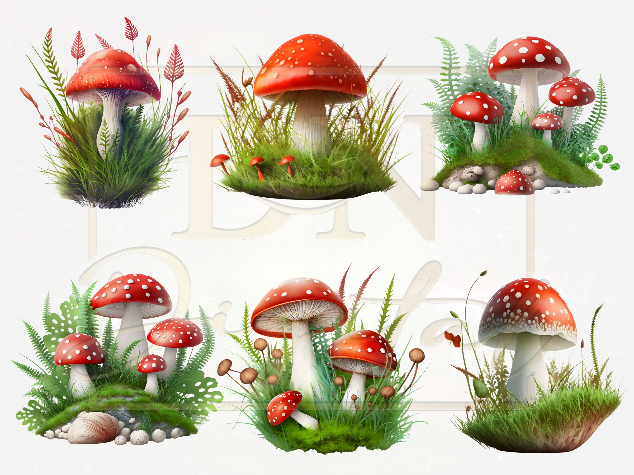 Red Mystical Fairy Tale Mushroom Clipart Collection • PNG Images With ...