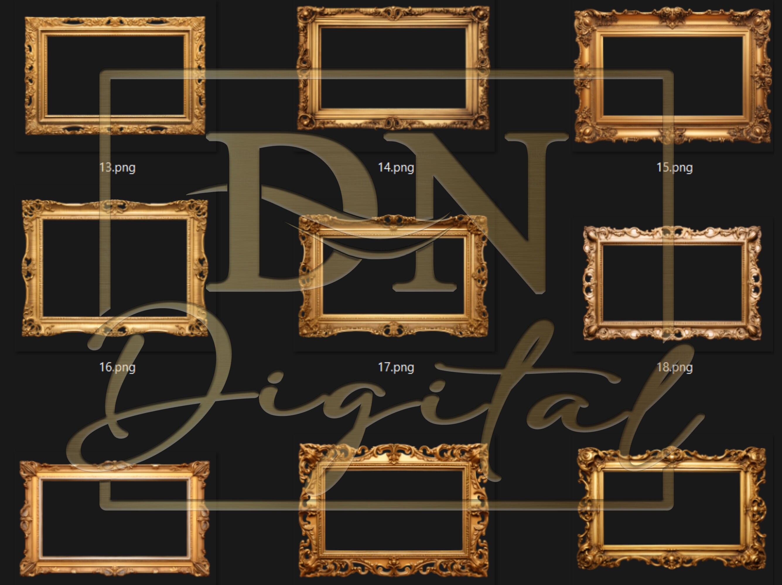 Antique Rectangular Gold Frames Clipart Collection With Free - Etsy