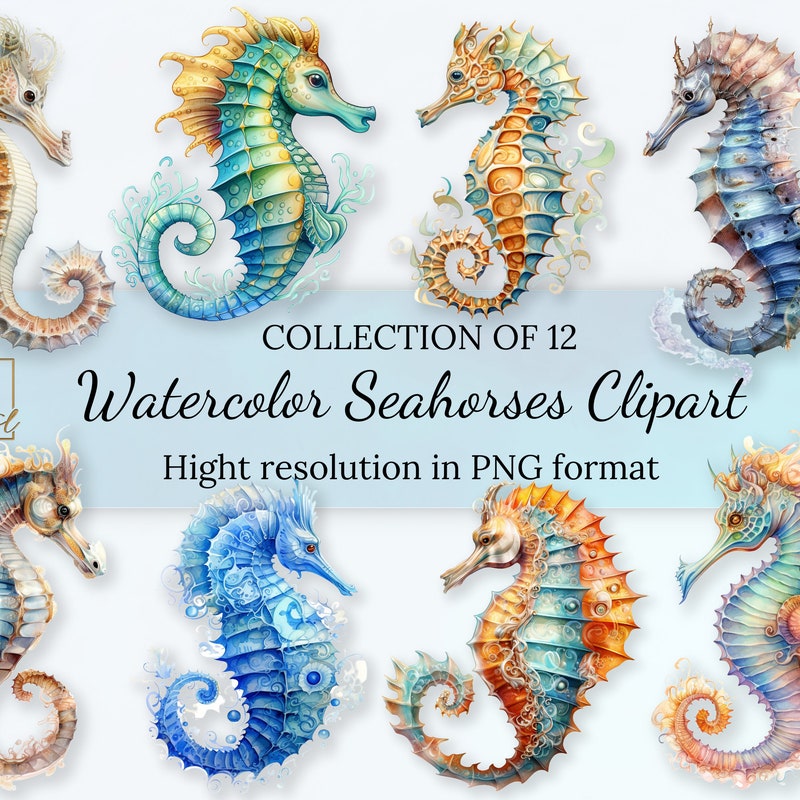 Seahorse Watercolor - Etsy