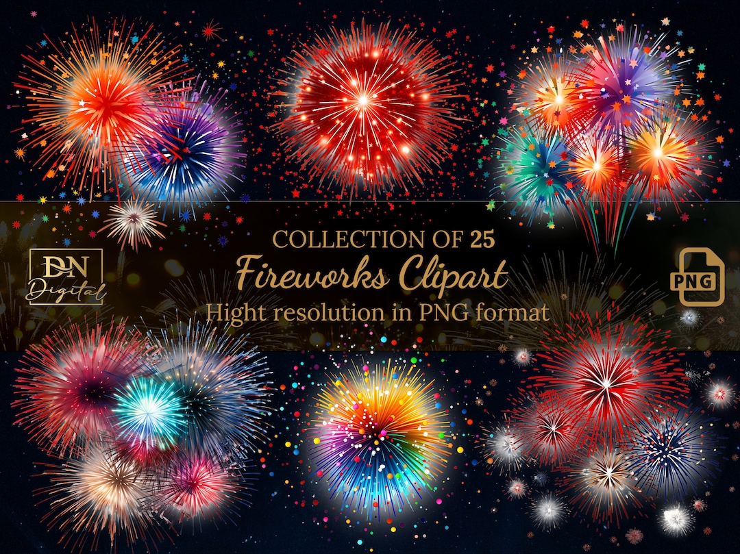 Sparkling Fireworks Clipart Collection With Free Commercial License ...