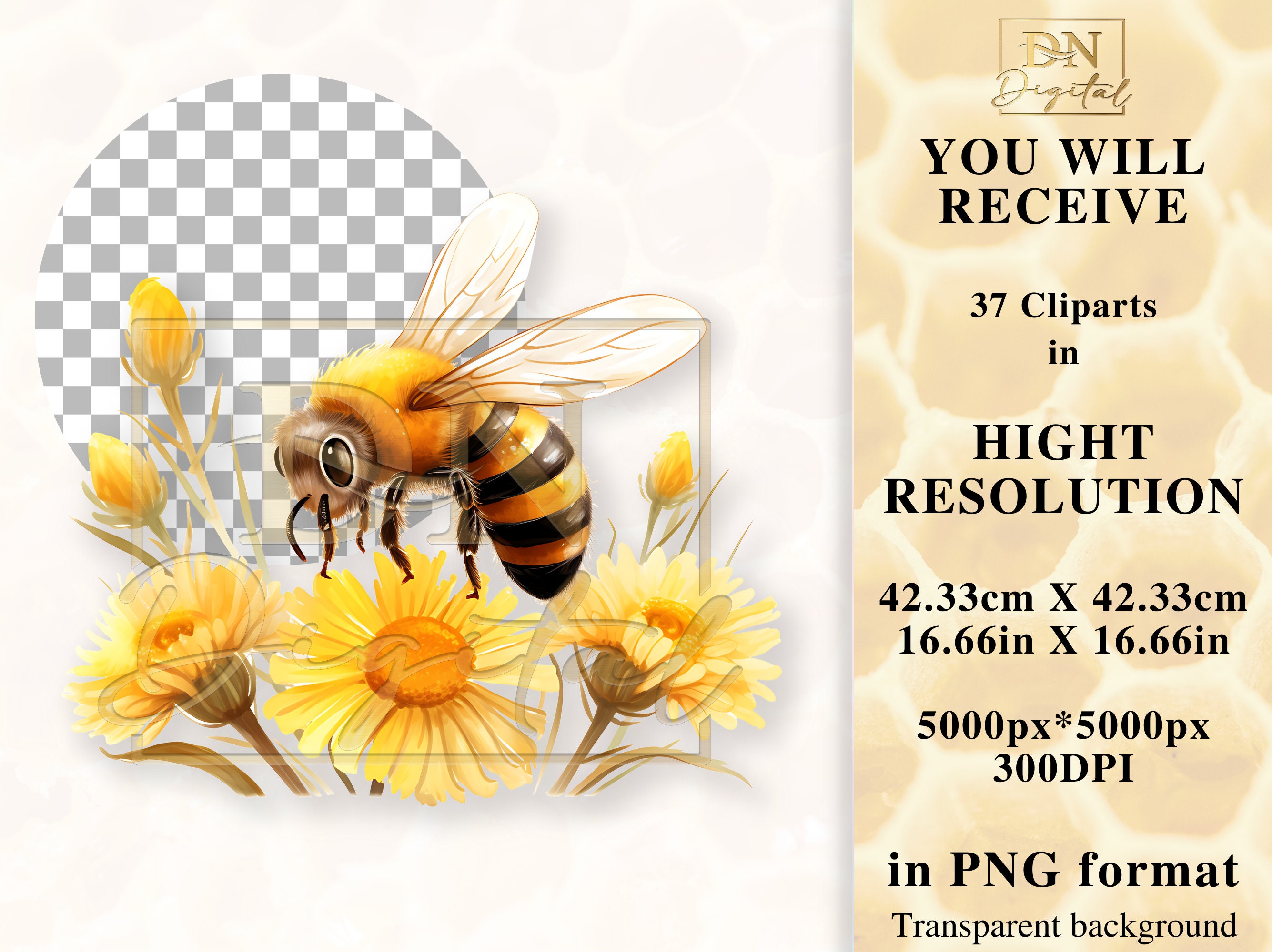Watercolor Honey Bees Clipart Collection Beautiful Bee - Etsy